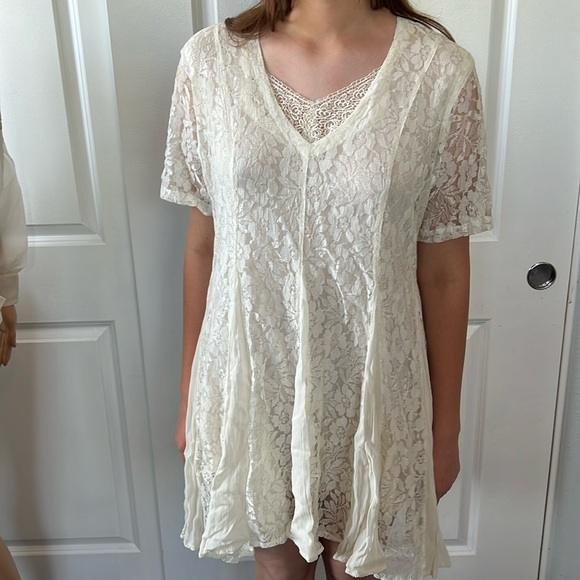 Starina | Dresses | Vtg 9s Lace Overlay Victorian Mini Dress Bridgerton ...